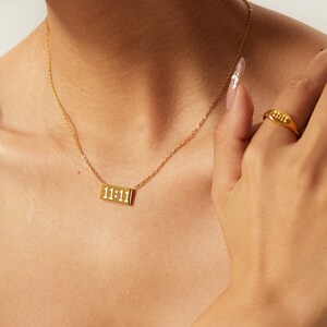 Gold Angel Number 11:11 Necklace | 18k Gold 1111 Angel Number Pendant ...
