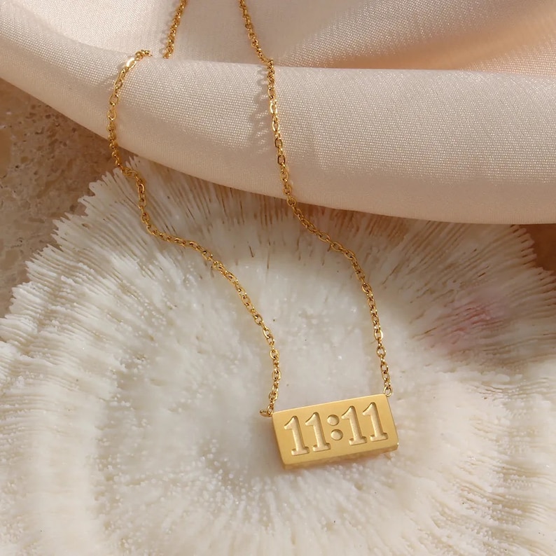 Gold Angel Number 11:11 Necklace 18k Gold 1111 Angel Number Pendant ...