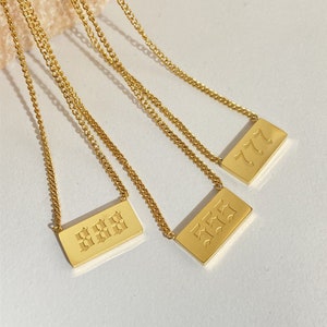 18k Gold 555 Angel Number Necklace | 555 Lucky Number Pendant ...