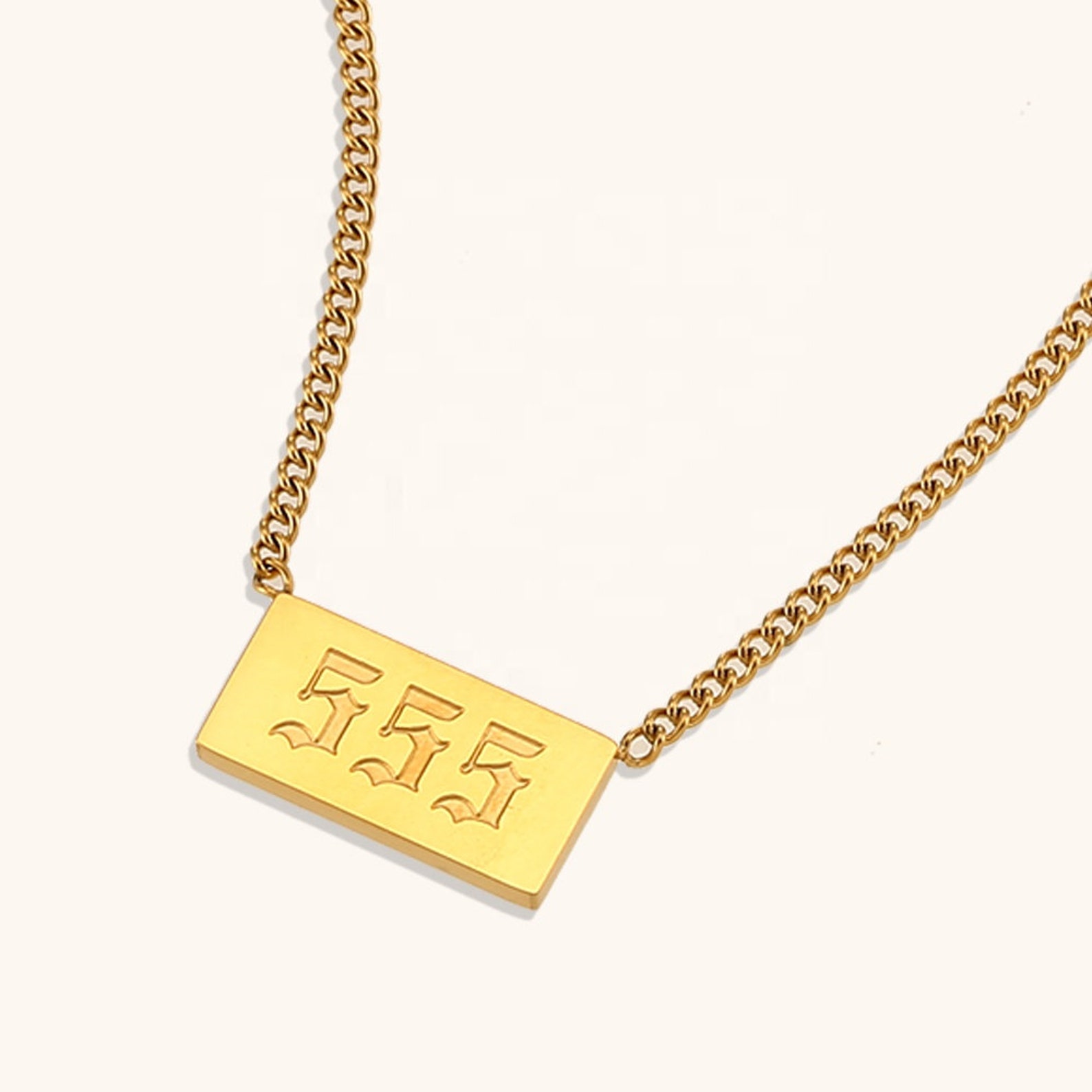 18k Gold 555 Angel Number Necklace | 555 Lucky Number Pendant ...