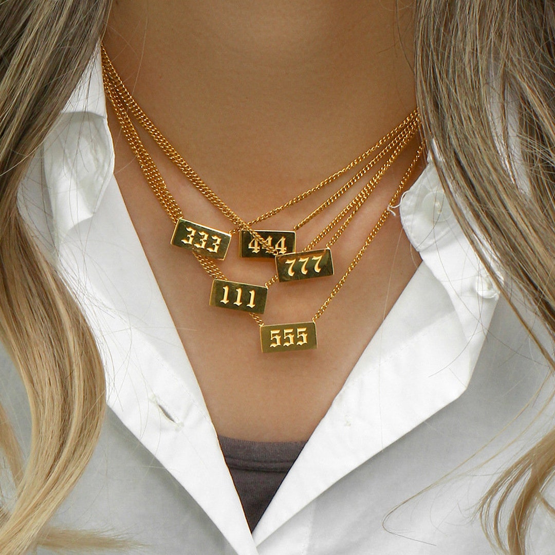 18k Gold 333 Angel Number Necklace | 333 Lucky Number Pendant ...
