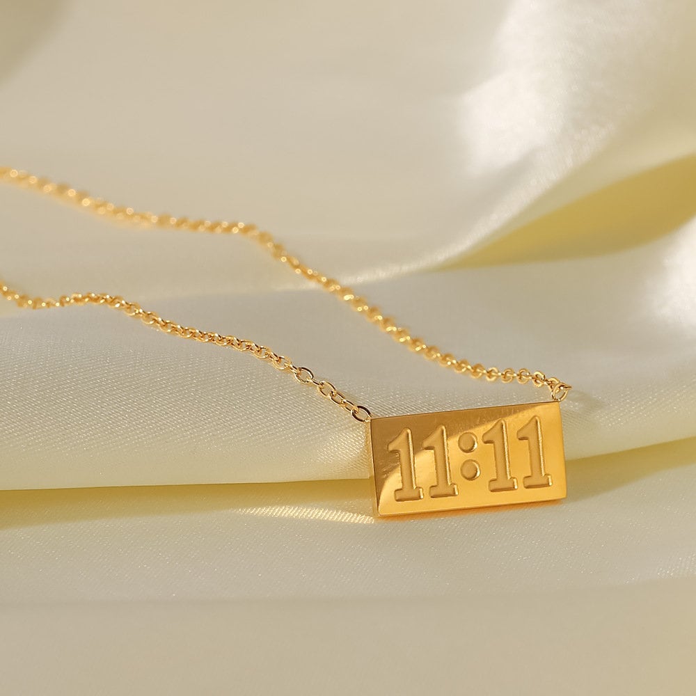 11:11 Gold Angel Number Necklace 18k Gold 1111 Angel Number Pendant ...