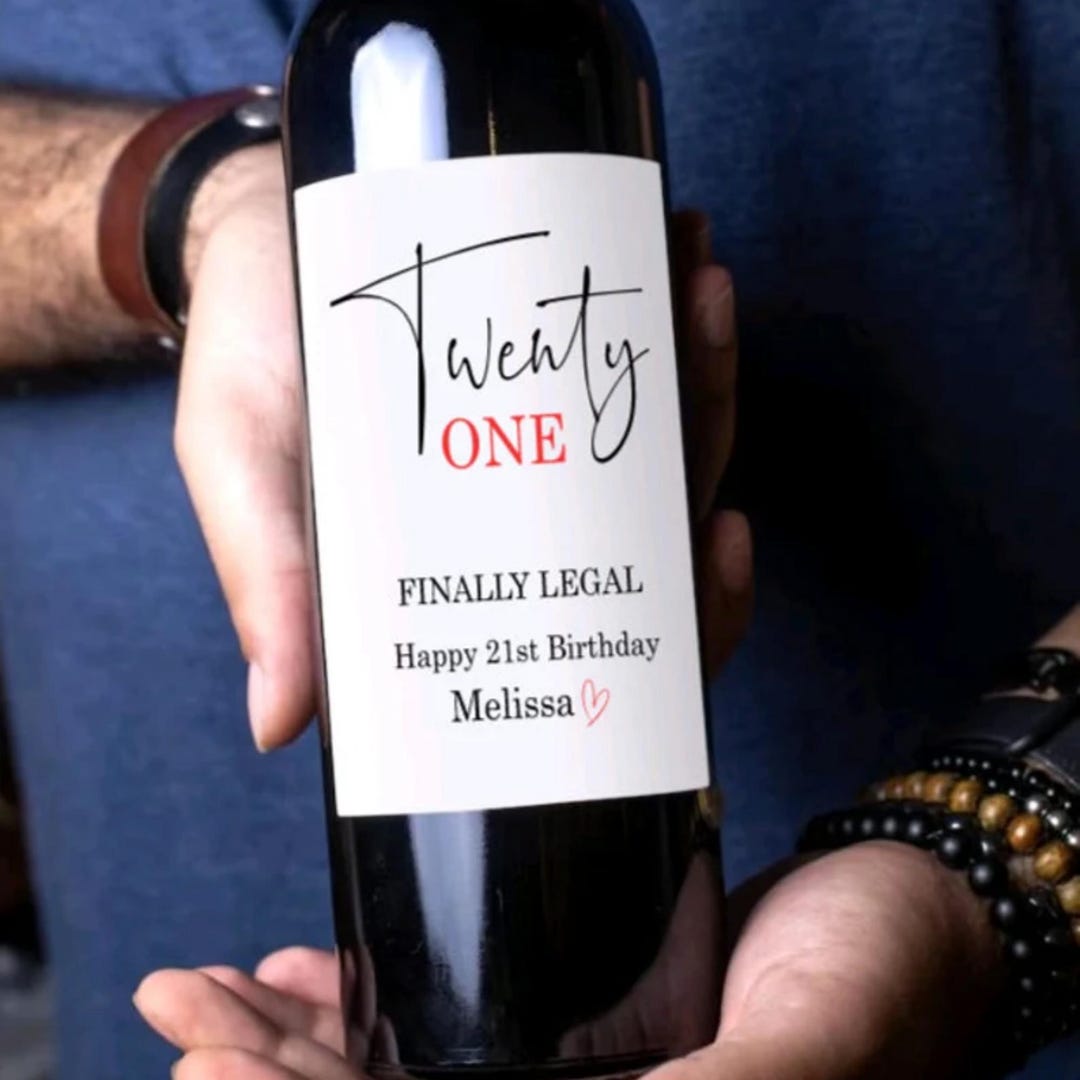 Twenty-first 21st Birthday Wine Label Cheers to 21 Years Happy Birthday ...