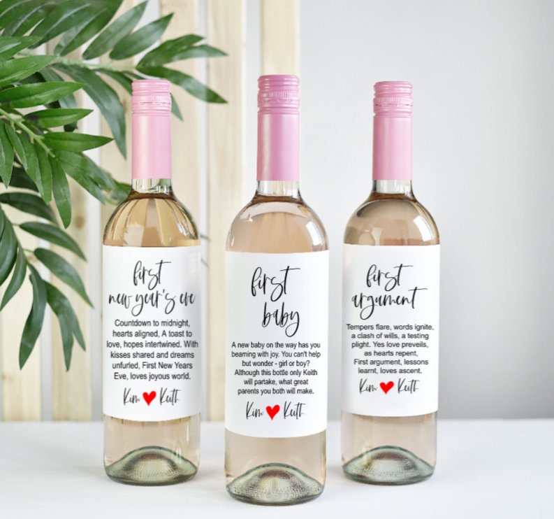 Marriage Milestone Wine Labels Wedding Gift Anniversary - Etsy