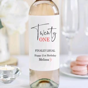 Twenty-first 21st Birthday Wine Label Cheers to 21 Years Happy Birthday ...