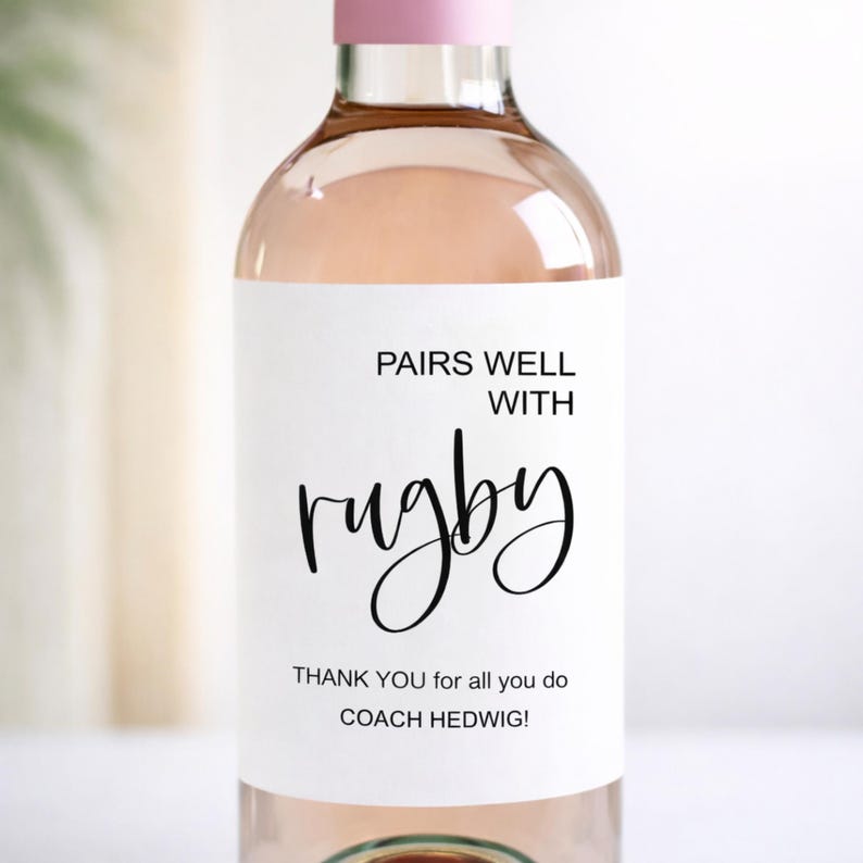 Personalized Rugby Wine Label | Coach, Player, Parent, Team Gift - Etsy ...