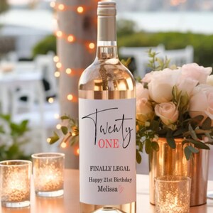 Twenty-first 21st Birthday Wine Label Cheers to 21 Years Happy Birthday ...