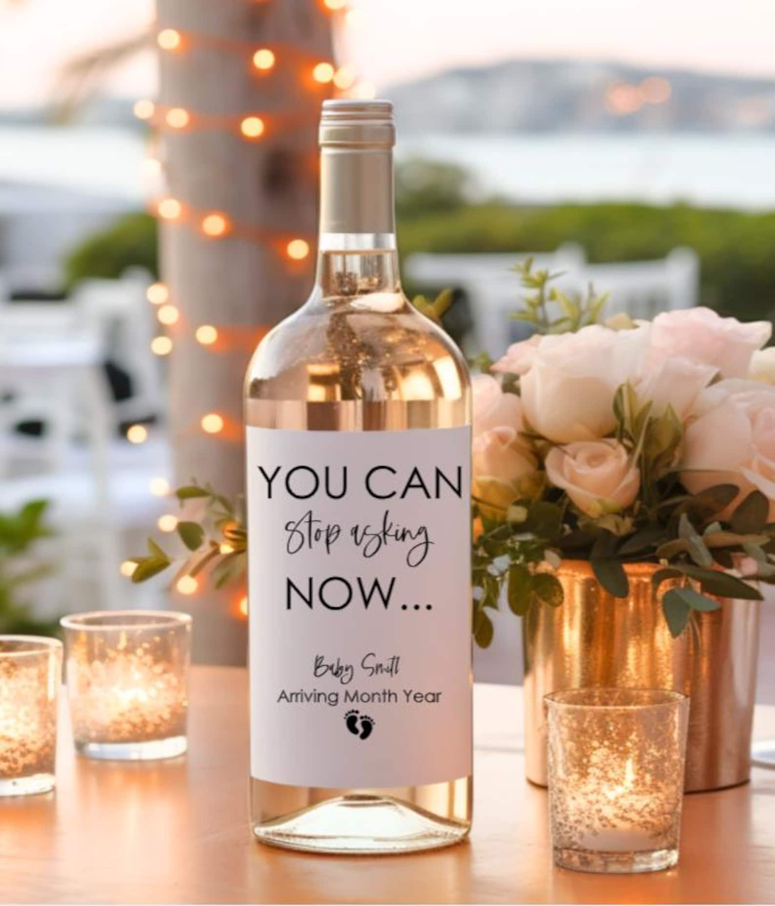 Stop Asking Now Label Pregnancy Announcement Wine Label New Baby Wine ...