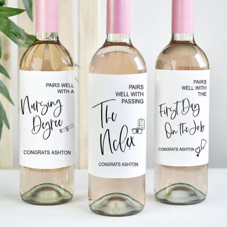 Nursing Milestone Wine Labels Registered Nurse Gift Basket Graduation ...