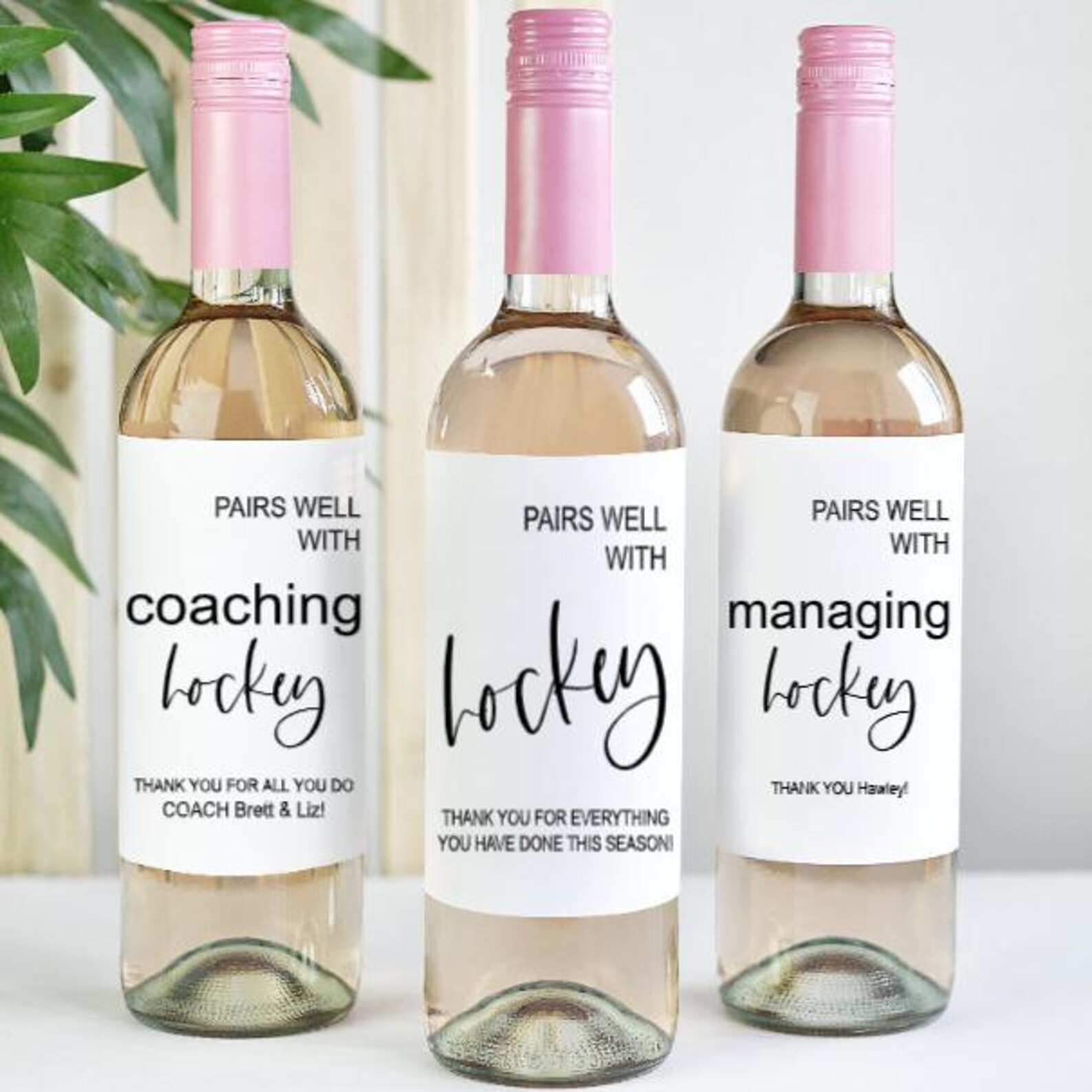 Hockey Coach Gift Christmas Wine Label Pairs Well With Coaching Thank ...