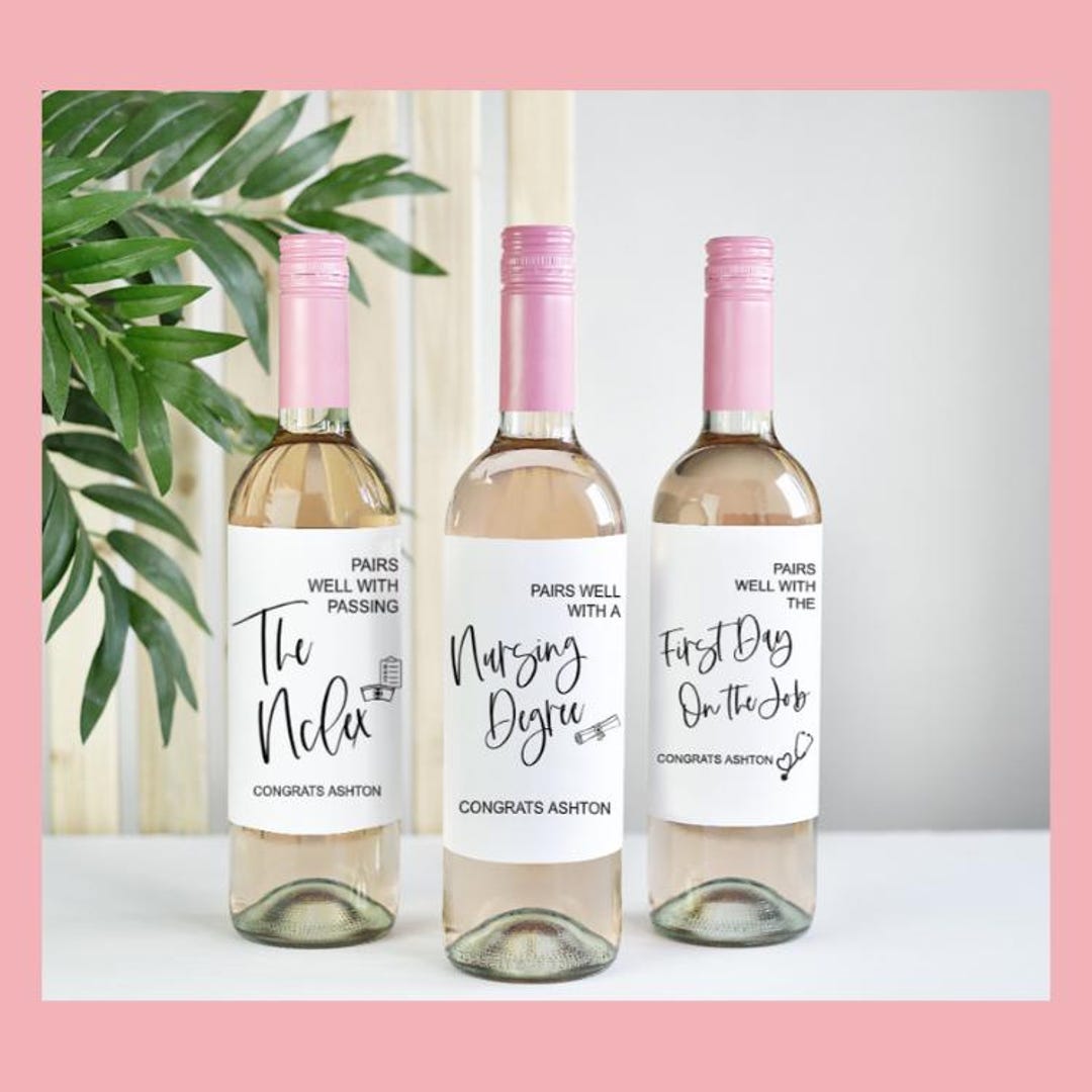 Nursing Milestone Wine Labels Registered Nurse Gift Basket Graduation ...
