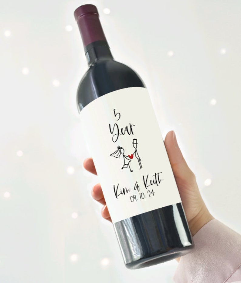 Anniversary Wine Labels Custom Milestones Wine Label Modern Wedding ...
