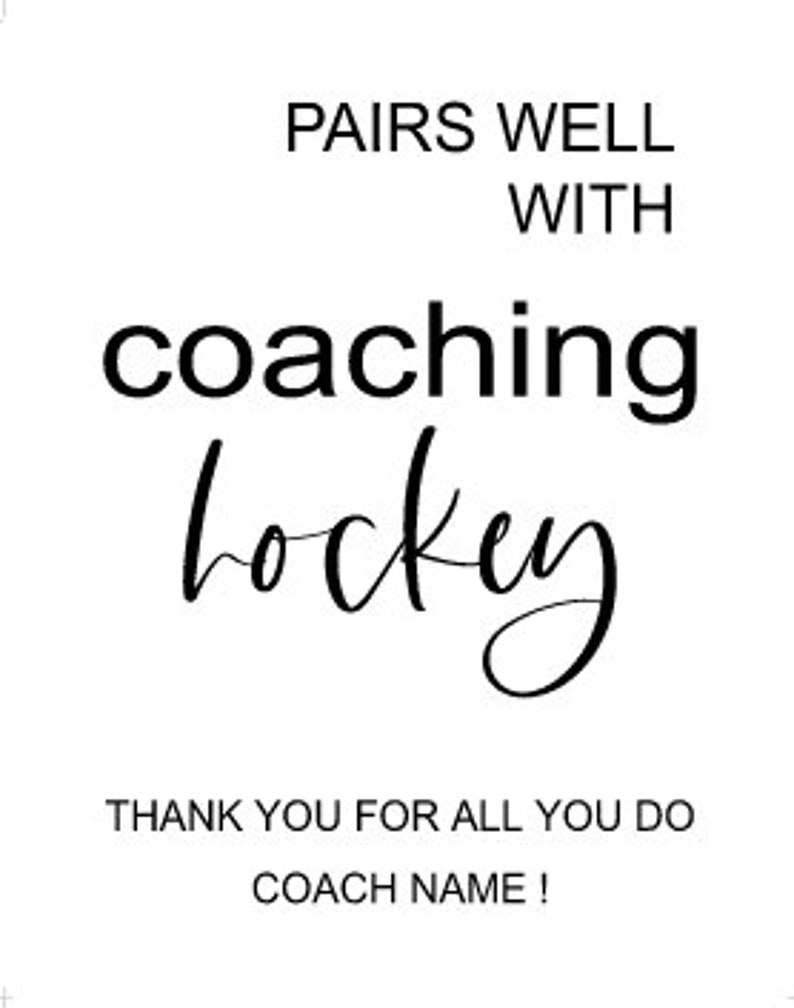 Hockey Coach Gift Christmas Wine Label Pairs Well With Coaching Thank ...