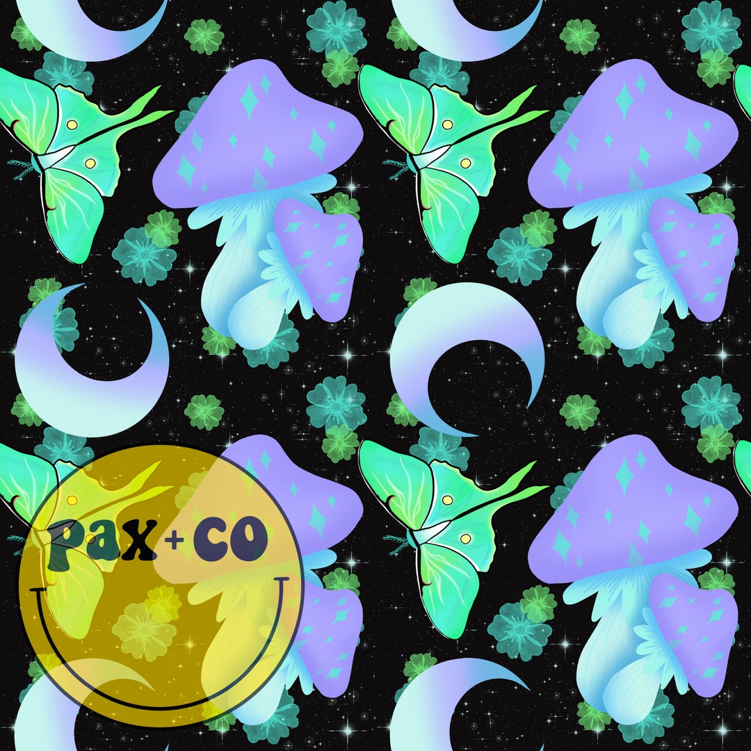 Neon Cottagecore Mushroom Seamless File || Custom Fabric Printing ...
