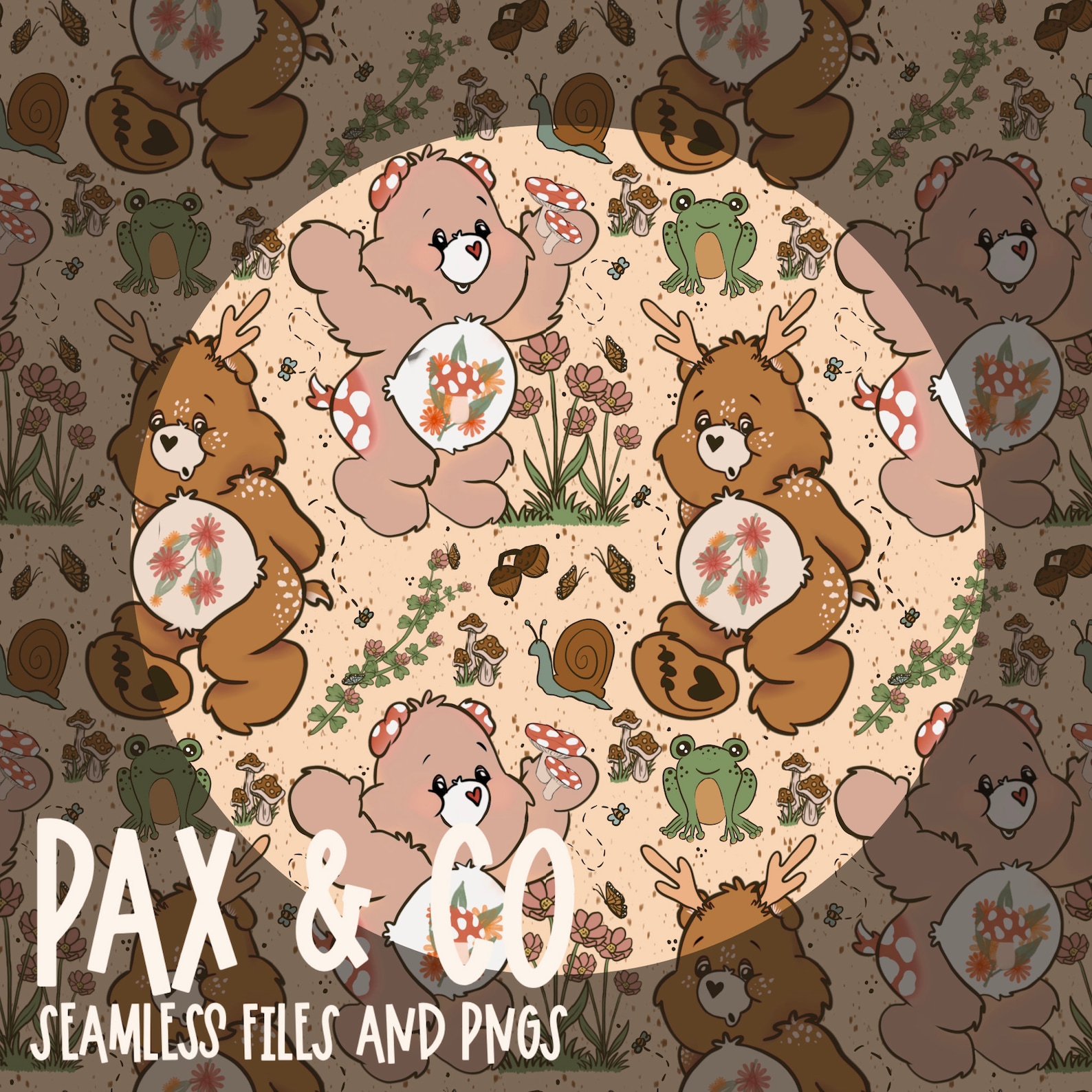 Cottagecore Bears Seamless File || Custom Fabric Printing || Digital ...