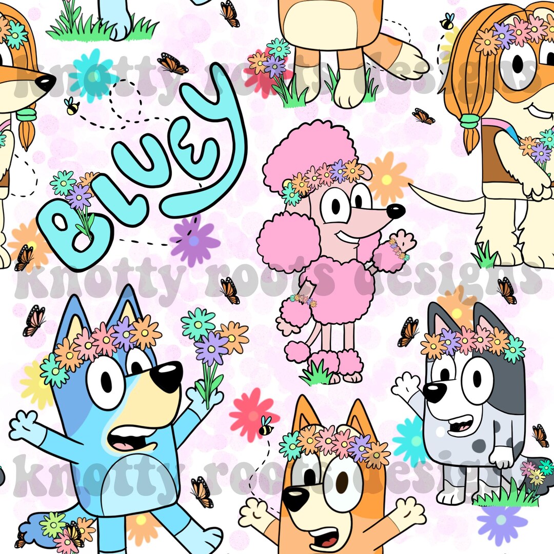 Cottagecore Spring Dog and Friends Seamless File || Custom Fabric ...