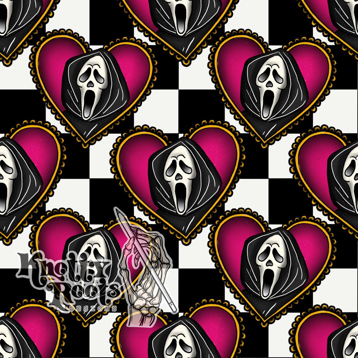 Tattoo Horror Ghostface Seamless File || Custom Fabric Printing ...
