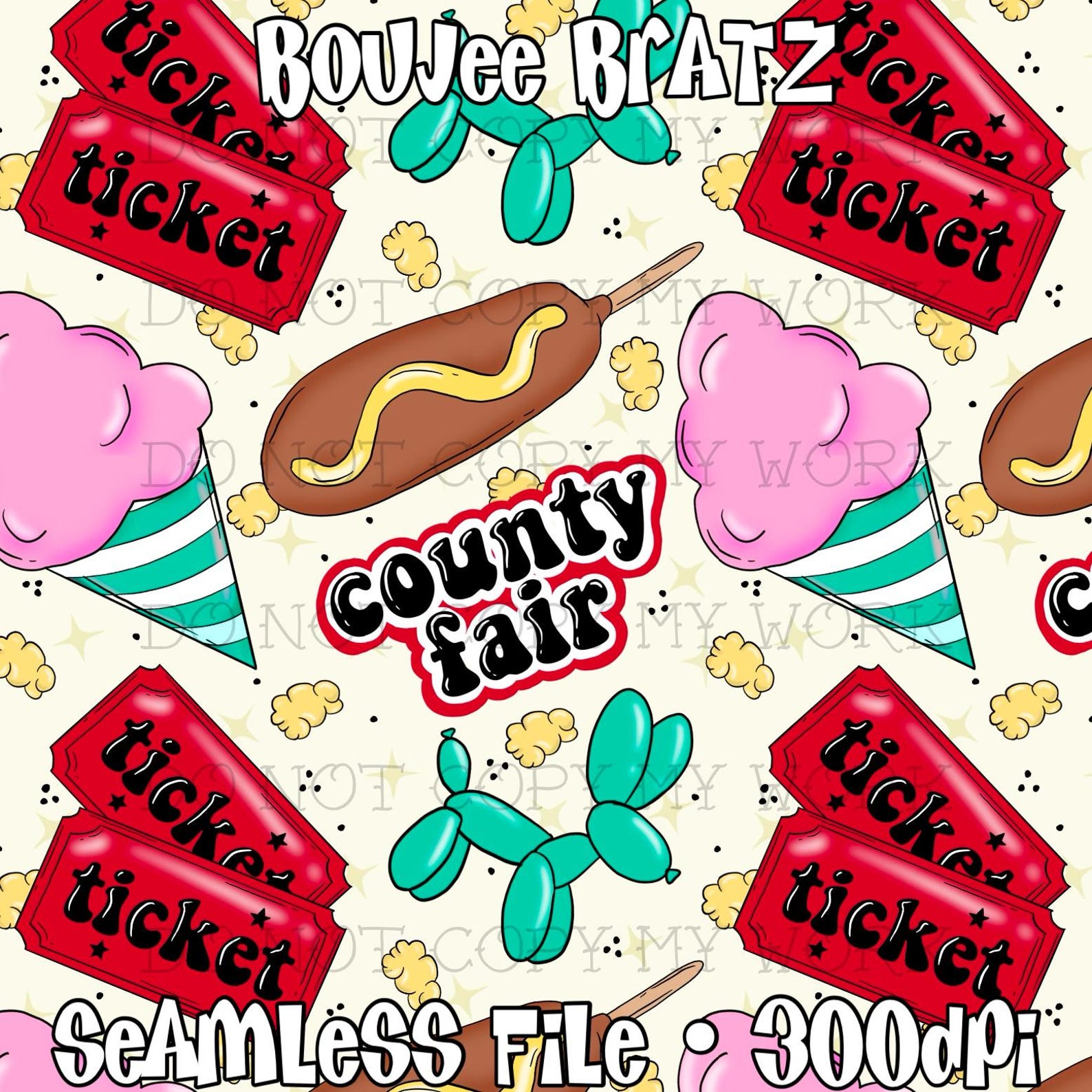 County Fair State Fair Carnival Festival Seamless File || Custom Fabric ...