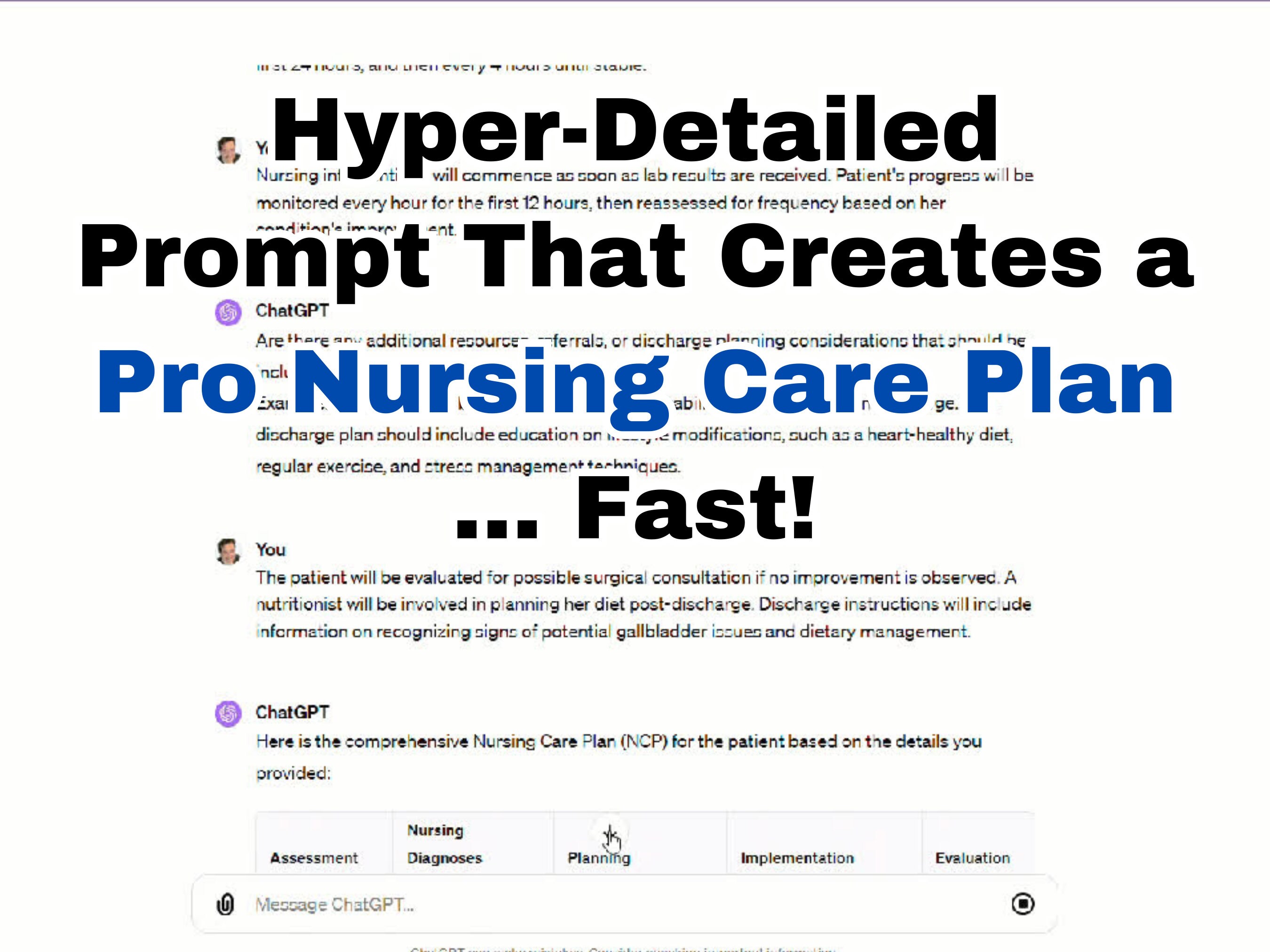 Nursing Care Plan Generator for Chat GPT 4.0 & Claude AI | Ai-assisted, Personalized, Easy-to ...