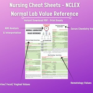 Lab Values Cheat Sheet | NCLEX Lab Values Reference | Nursing Study Guide Digital Download - Etsy