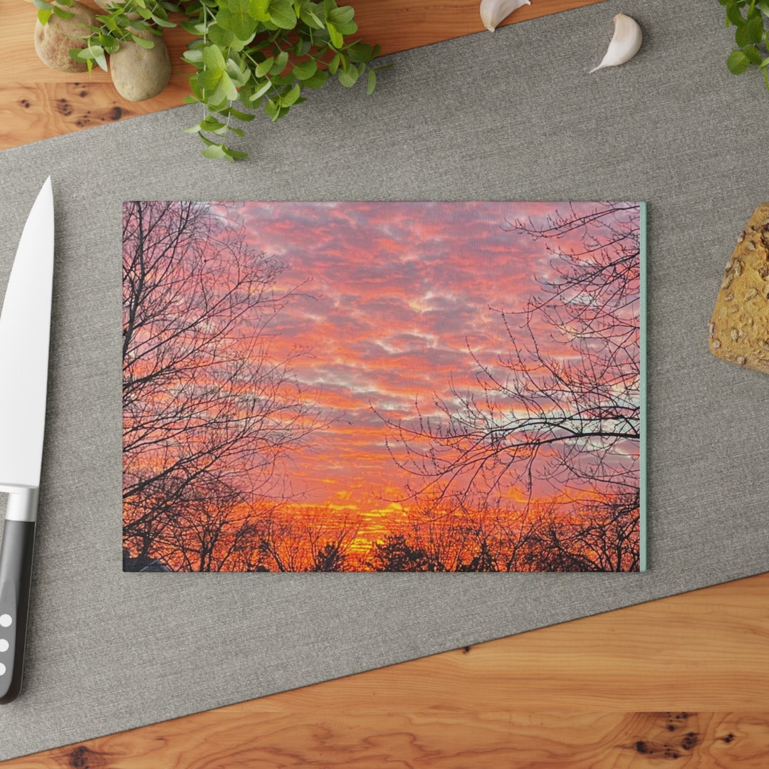 Sunset in the Clouds Glass Cutting Board - Etsy