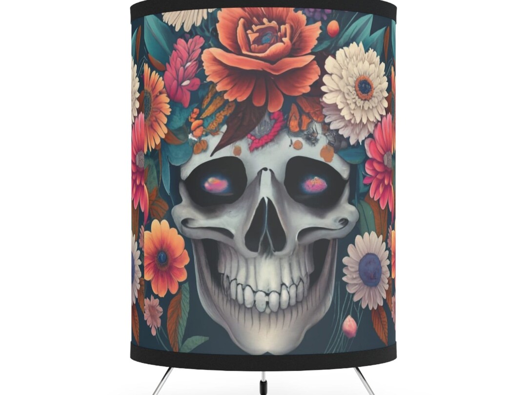 Floral Skull Skeleton Lamp-birthday Gift-new Home Decor-tripod Lamp ...