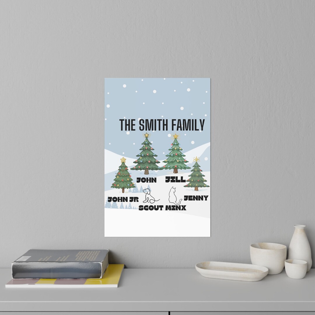 Custom Family and Pet Name Wall Art, Personalize Names Gift, Christmas ...