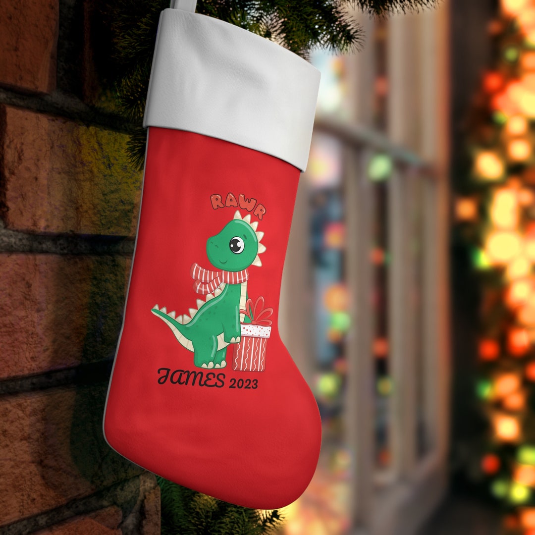 Customize Name and Design Dinosaur Christmas Stocking Gift - Etsy