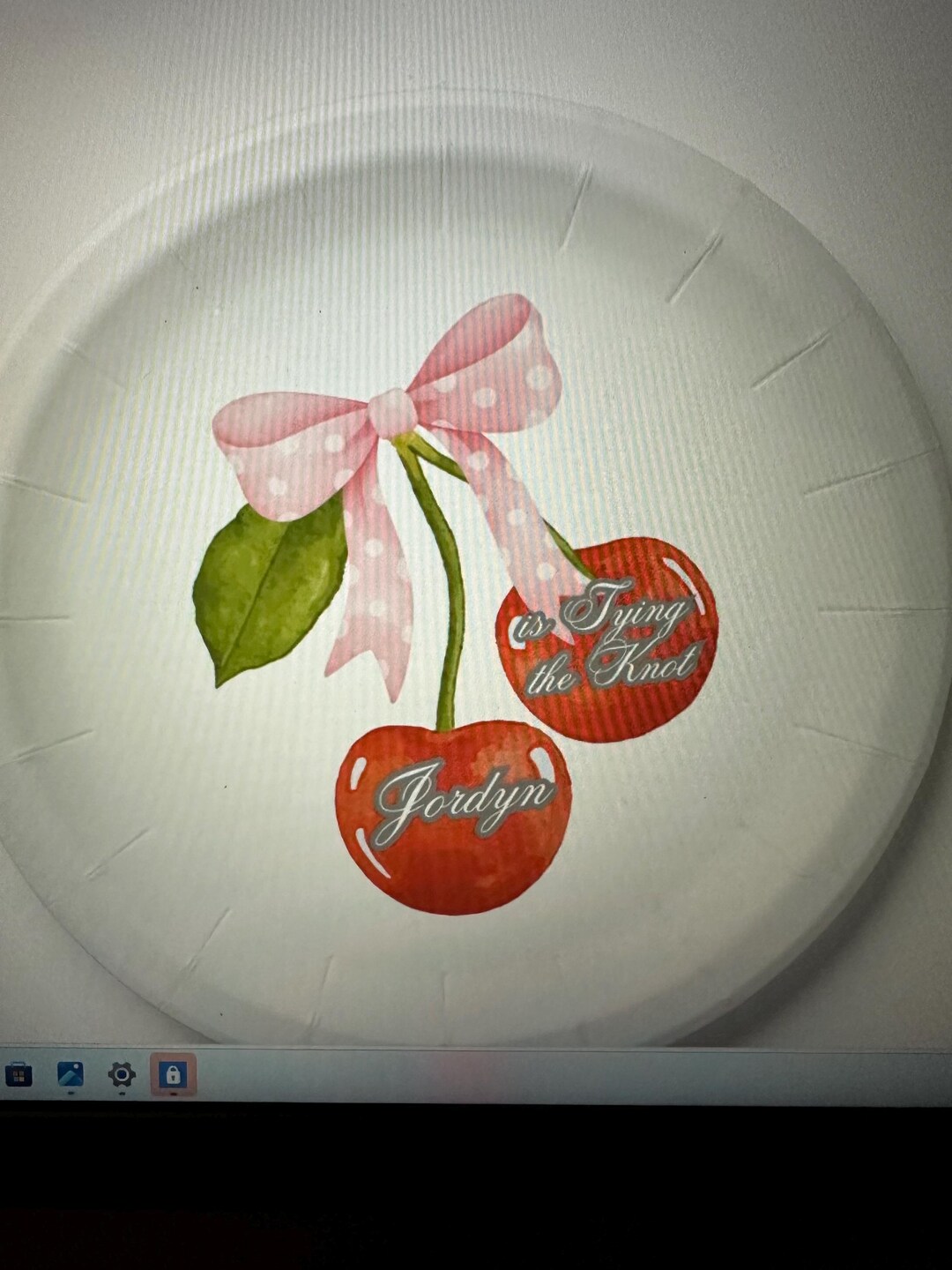 Personalized Cherry Bachelorette Party Plates: Pink Bow, Custom Name ...
