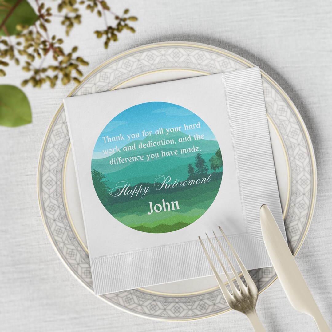 Happy Retirement Custom Name Napkins Retirement Gift Party for Coworker ...