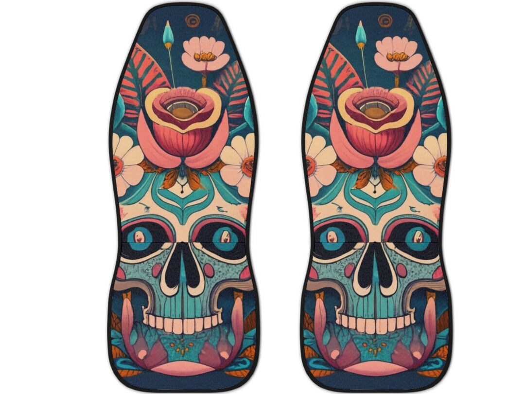 Floral Skull Car Seat Covers: Tattoo Art Gift - Etsy