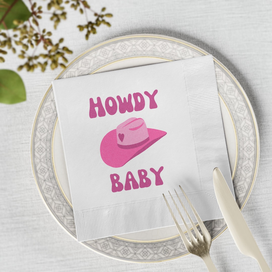 Baby Girl Howdy Baby Country Girl Birth Announcement Cute Pink Cowboy ...