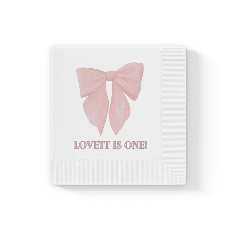Shelby Order Custom Pink Bow Cocktail Napkins Baby Girl Shower Coquette ...