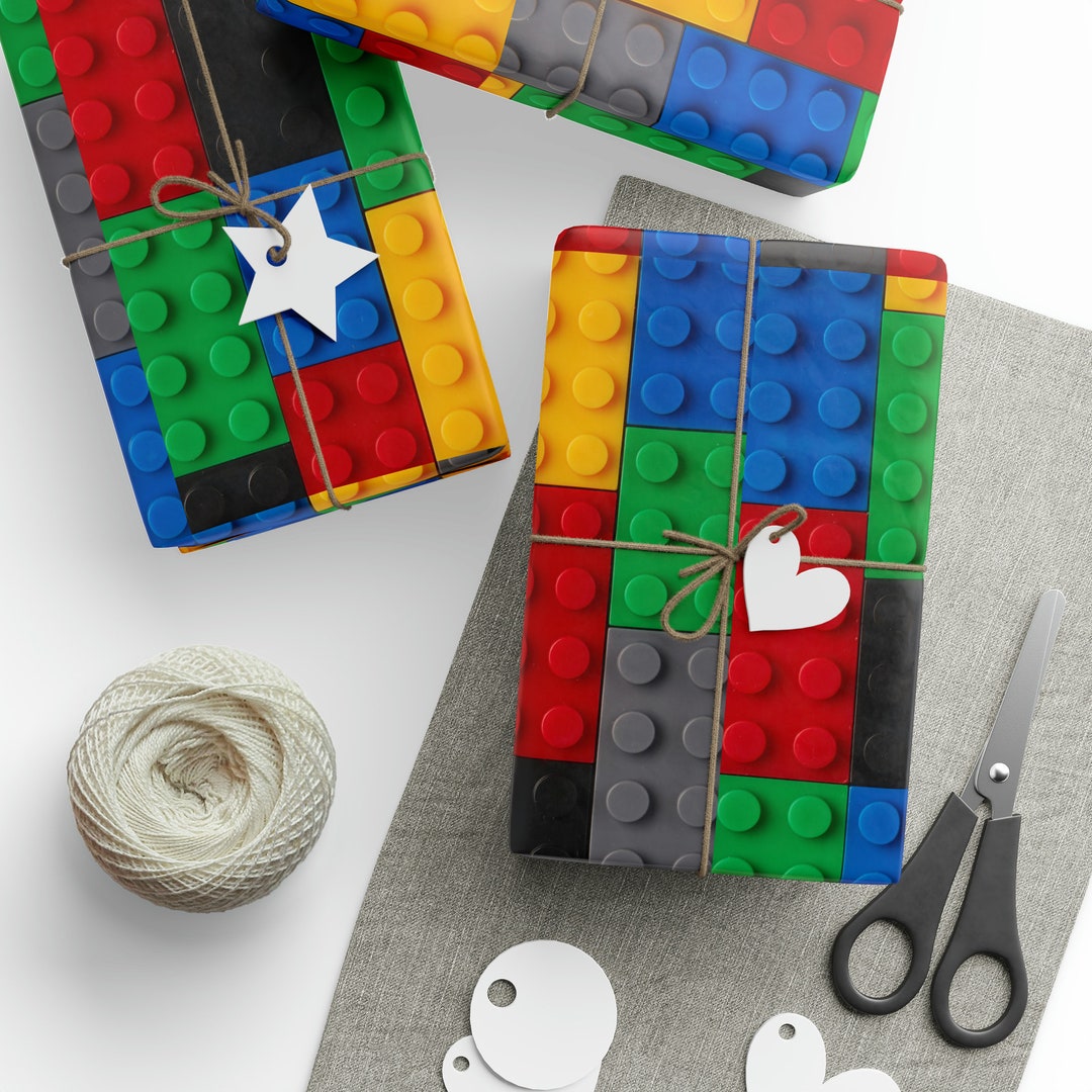 Puzzle Pieces Wrapping Paper, Building Blocks, Fun Birthday Gift Wrap ...