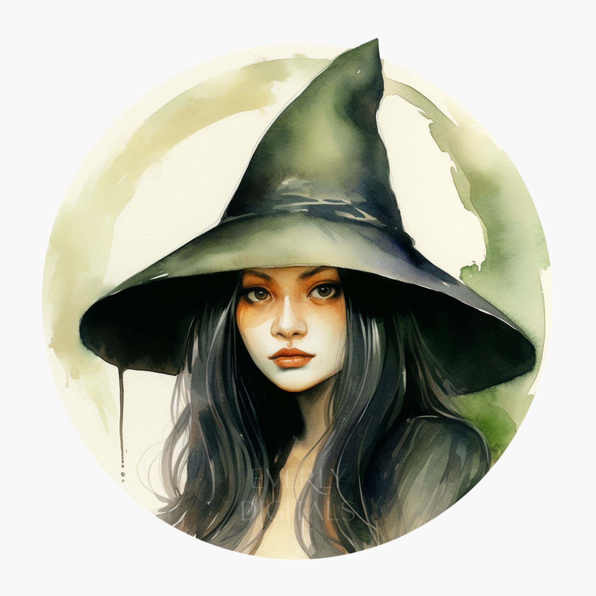 Watercolor Asian Witch PNG, Clip Art, Digital Paper Craft Graphics ...