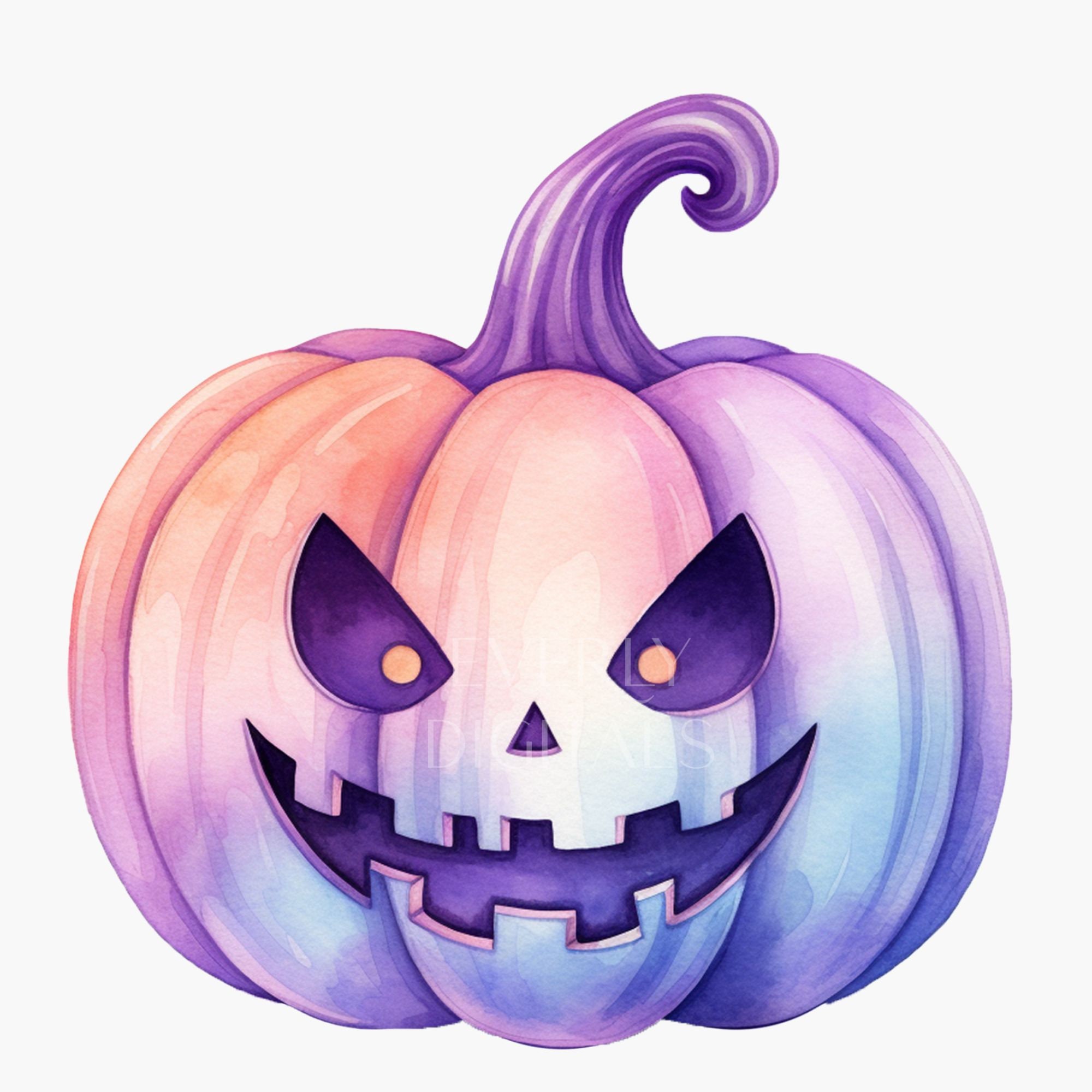 Watercolor Pastel Pumpkins PNG, Clip Art, Digital Paper Craft Graphics ...