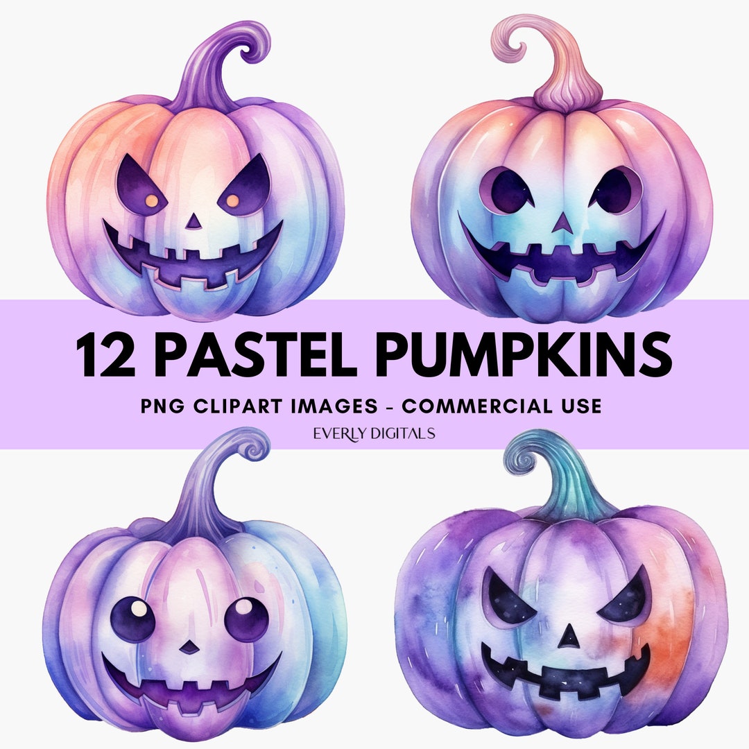Watercolor Pastel Pumpkins PNG, Clip Art, Digital Paper Craft Graphics ...
