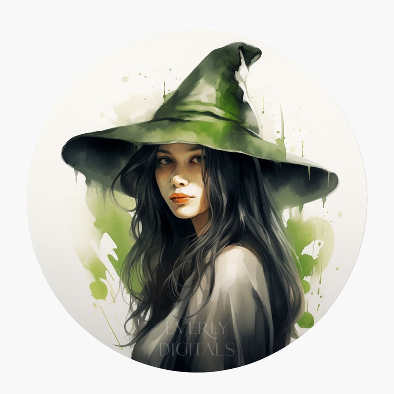 Watercolor Asian Witch PNG Clip Art Digital Paper Craft - Etsy