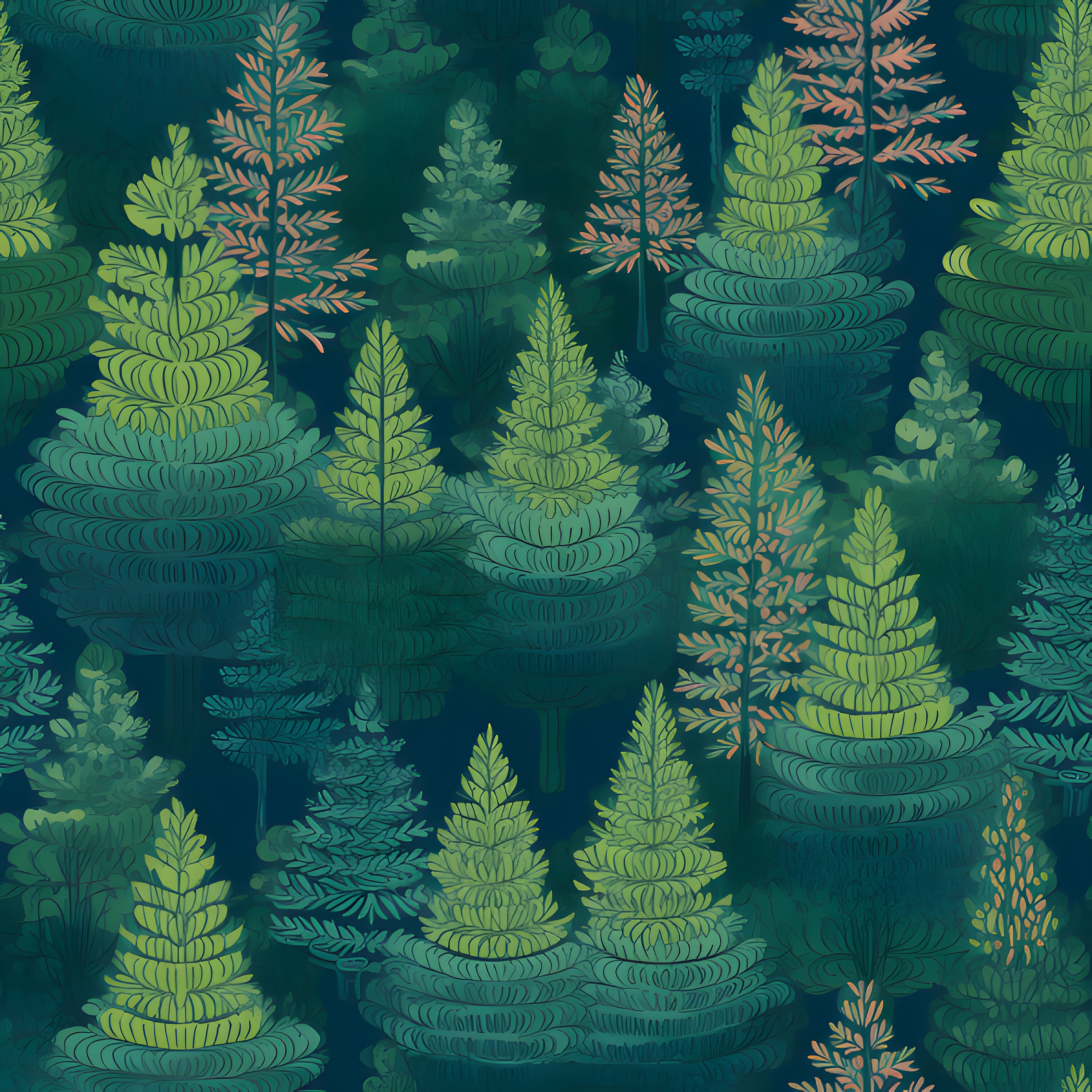 Naive Evergreen and Deciduous Tree Seamless Patterns Digital Paper - Etsy