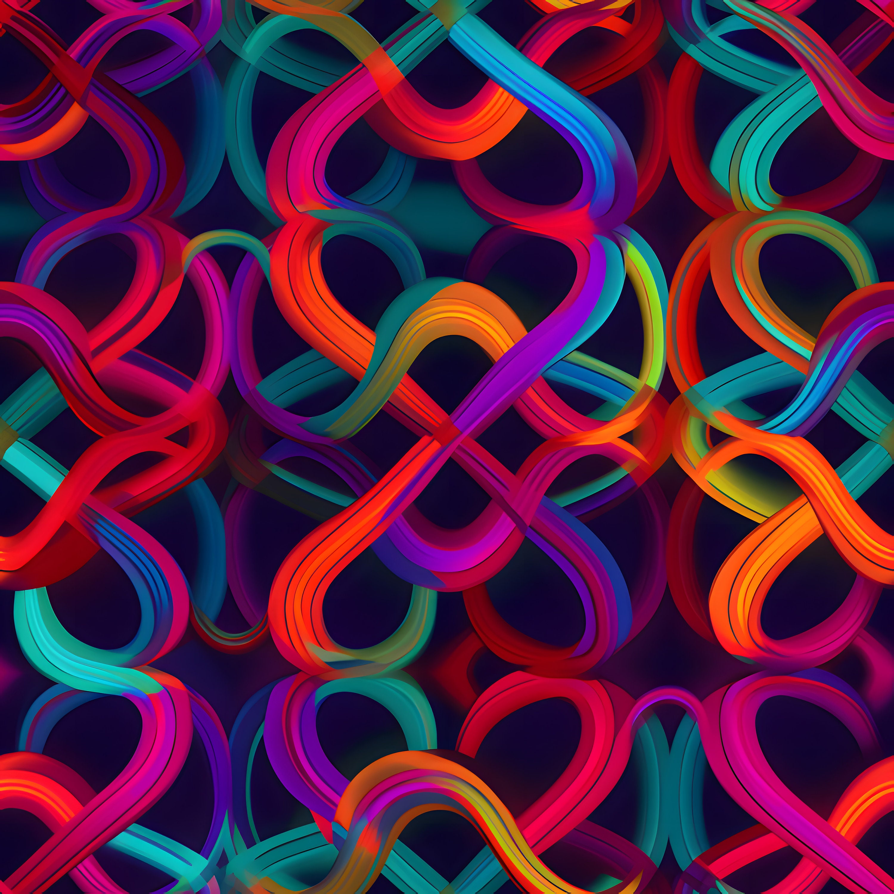 Neon / Black and White Fractals, Gosper, Hilbert Seamless Patterns ...
