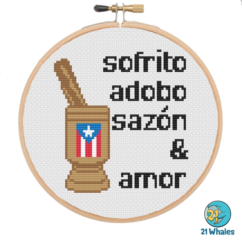 Puerto Rico Kitchen Cross Stitch Pattern | Pillón Y Sabores De La ...