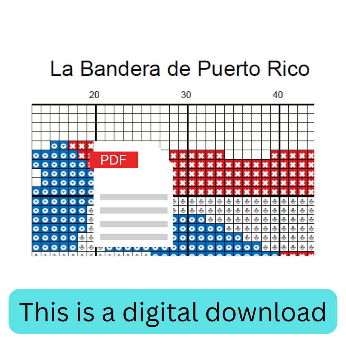 Puerto Rican Flag Cross Stitch Pattern | Map of Puerto Rico | Modern ...