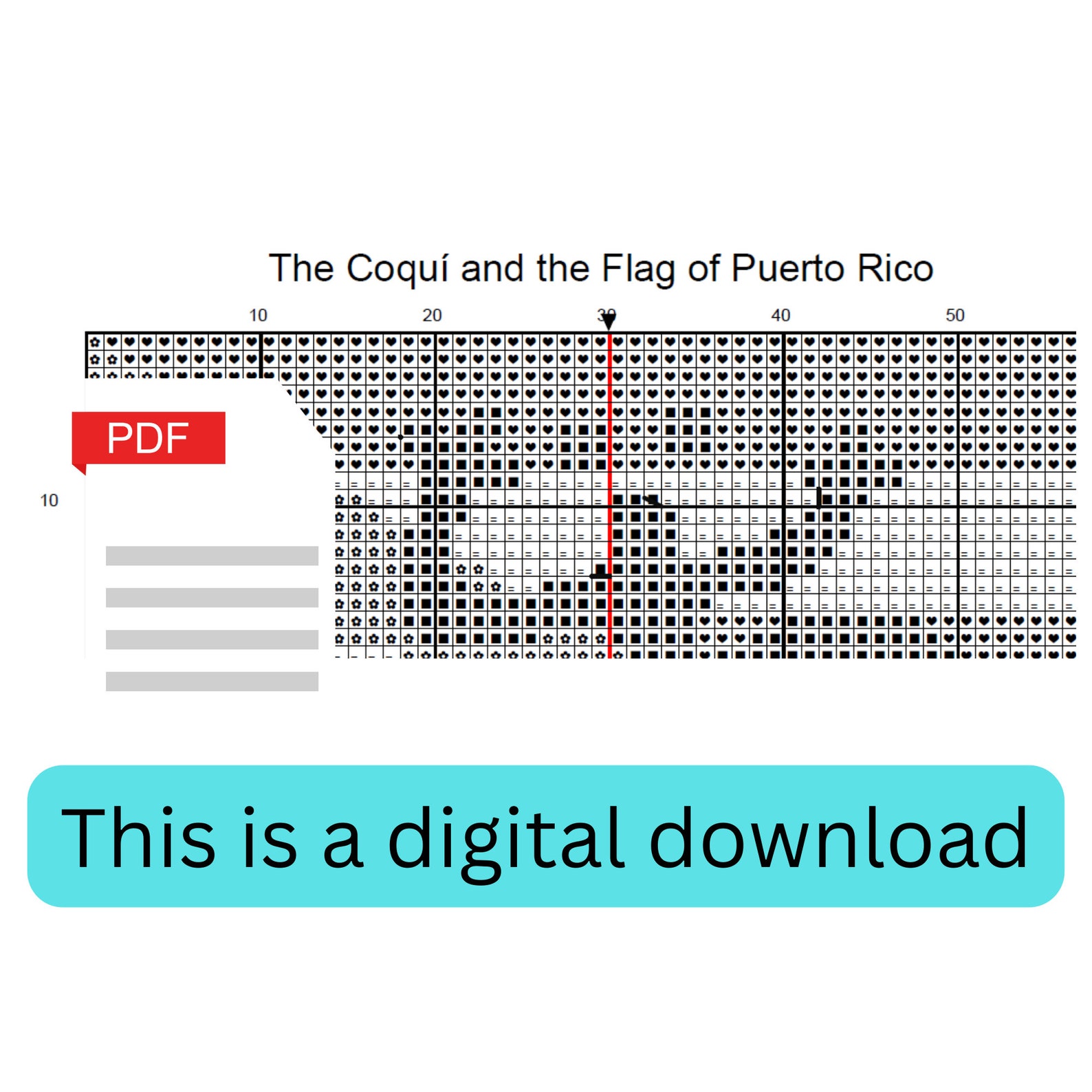 Puerto Rico Flag Cross Stitch Pattern: Coquí Taíno Symbol (PDF Pattern ...