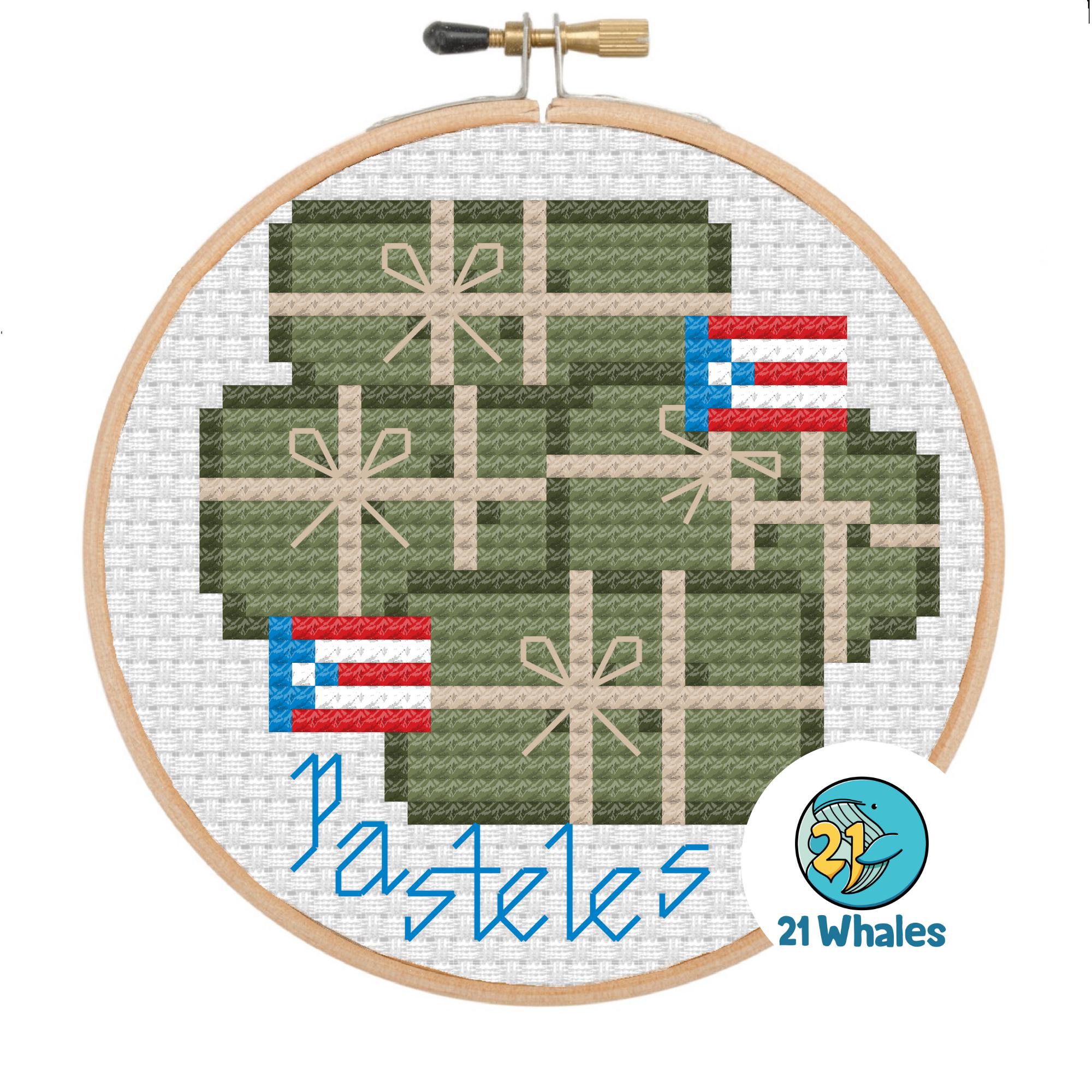 Digital Cross Stitch Pattern PDF Download | Puerto Rican Flag Pasteles ...