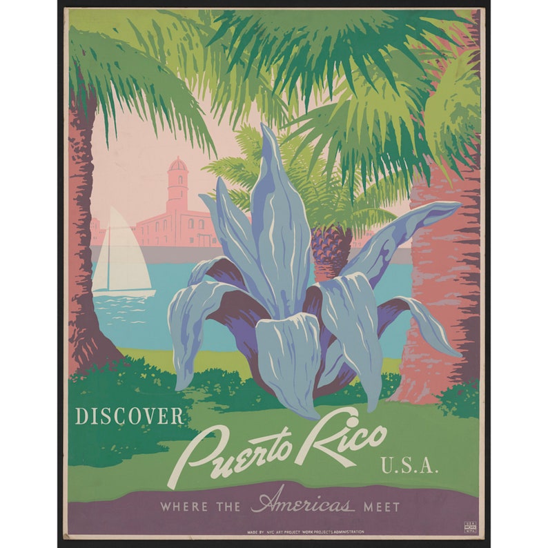 Digital Download Cross Stitch Pattern Puerto Rico Vintage Poster ...