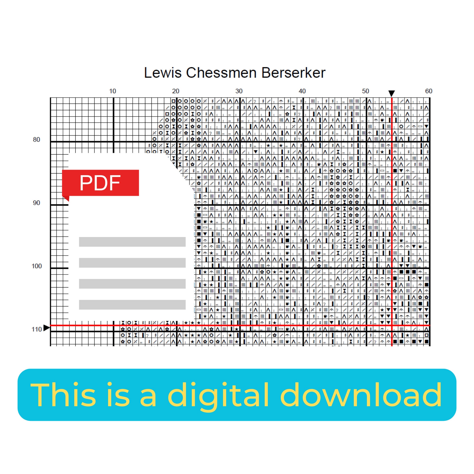 Lewis Chessmen Berserker Cross Stitch Pattern: Norse Warrior (PDF ...