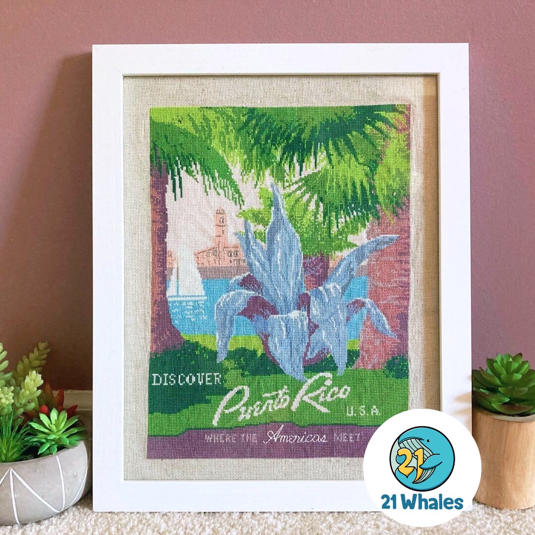 Digital Download Cross Stitch Pattern Puerto Rico Vintage Poster ...