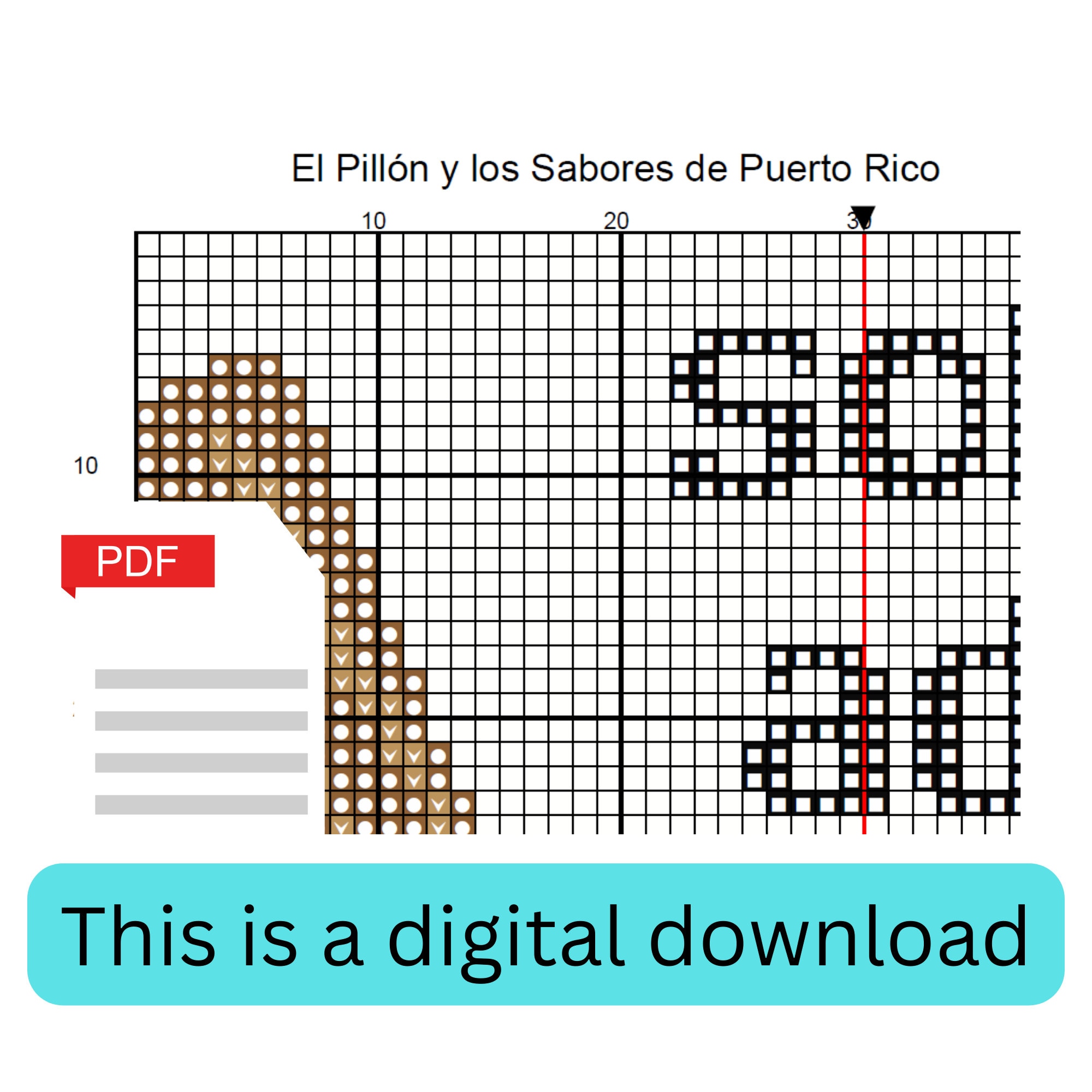 Puerto Rico Kitchen Cross Stitch Pattern | Pillón Y Sabores De La ...