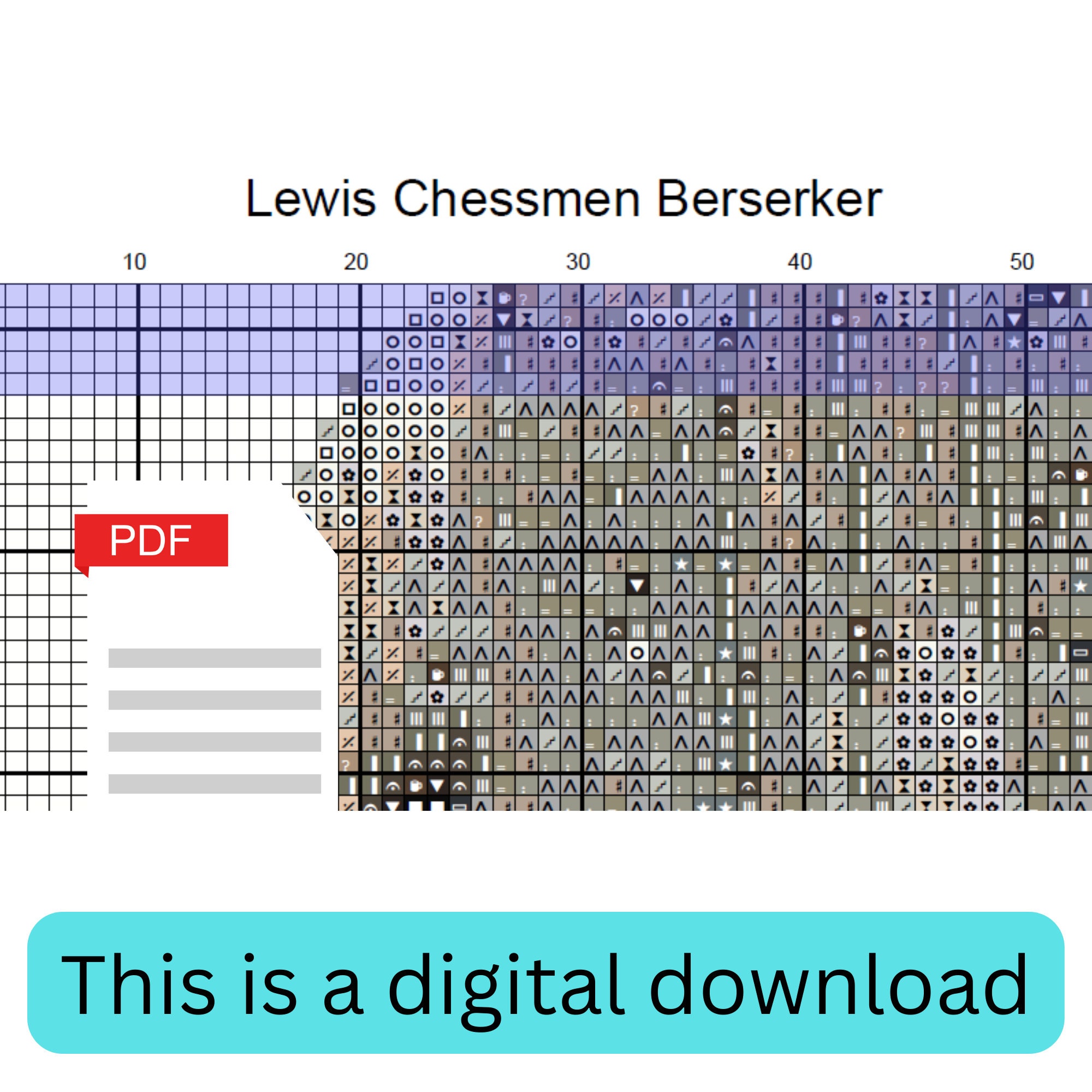 Lewis Chessmen Berserker Cross Stitch Pattern: Norse Warrior (PDF ...