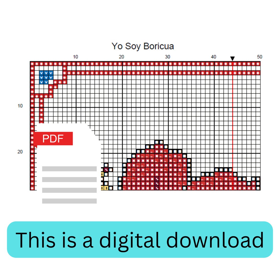 Yo Soy Boricua | Puerto Rican Symbols Cross Stitch Pattern | Flor De ...